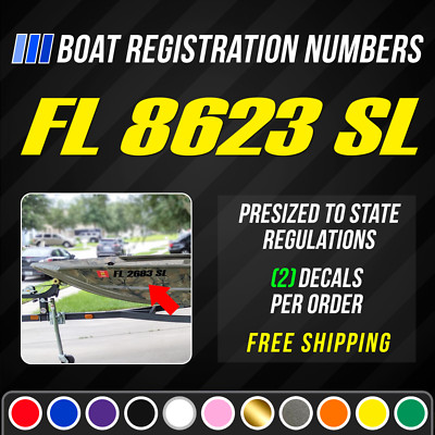 Boat Registration Hull Numbers Vinyl Decal Sticker Set of 2 | Tracker ...
