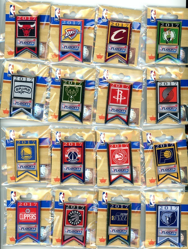 2017 NBA Playoff Banner Pin Choice 16 pins choose warriors playoffs 2 ...