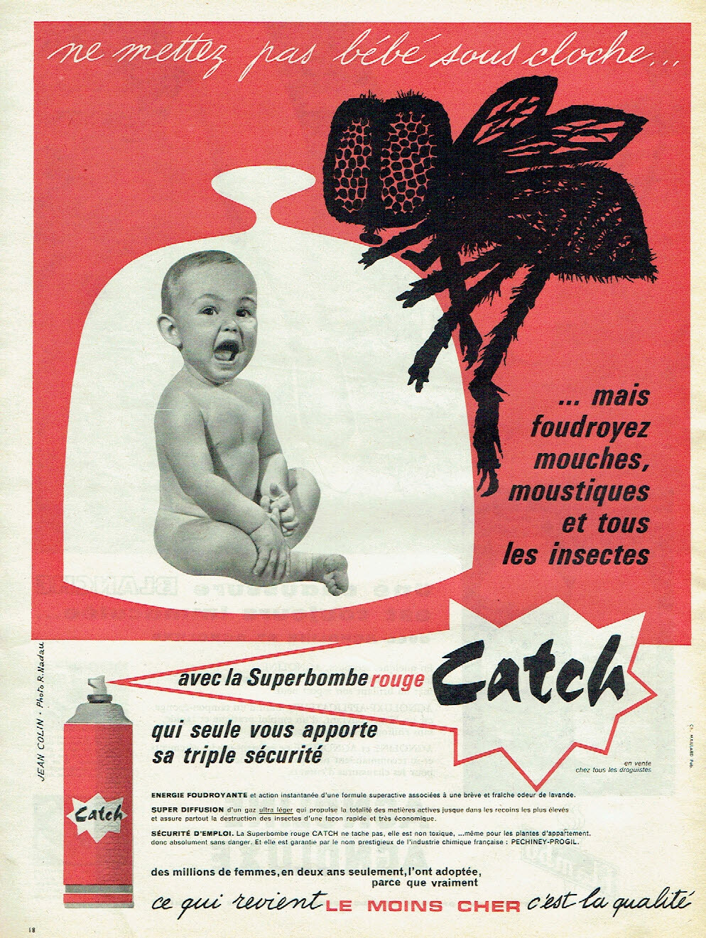 Publicité Advertising 720 1960 Catch insecticide superbombe rouge Jean ...