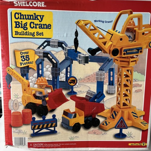 Shelcore construction Chunky Big Crane Building Set Truck Dozer 1997 ...