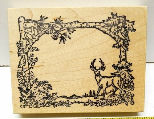 PSX Rubber Stamp Wood Mounted K-1170 Large Buck Deer Frame Outdoors ...