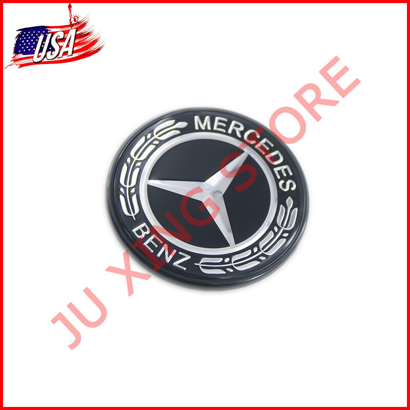 BLACK FRONT HOOD EMBLEM BADGE FOR MERCEDES BENZ GL G ML GLK- FAST SHIP ...