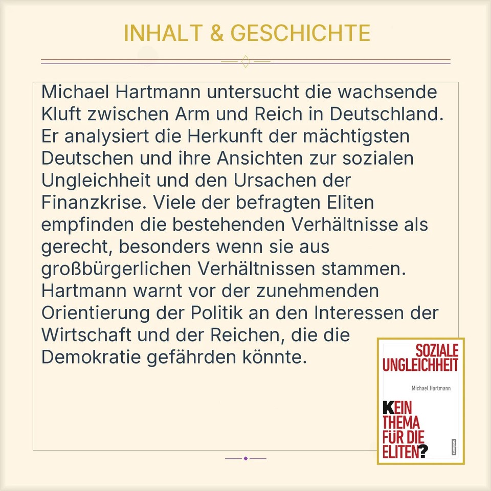 Michael Hartmann Soziale Ungleichheit Libro Società Germania | eBay