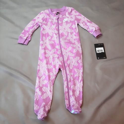 Nike Girl 9M Baby Violet Shock Footed One Piece Full Zip Pajama Infant ...