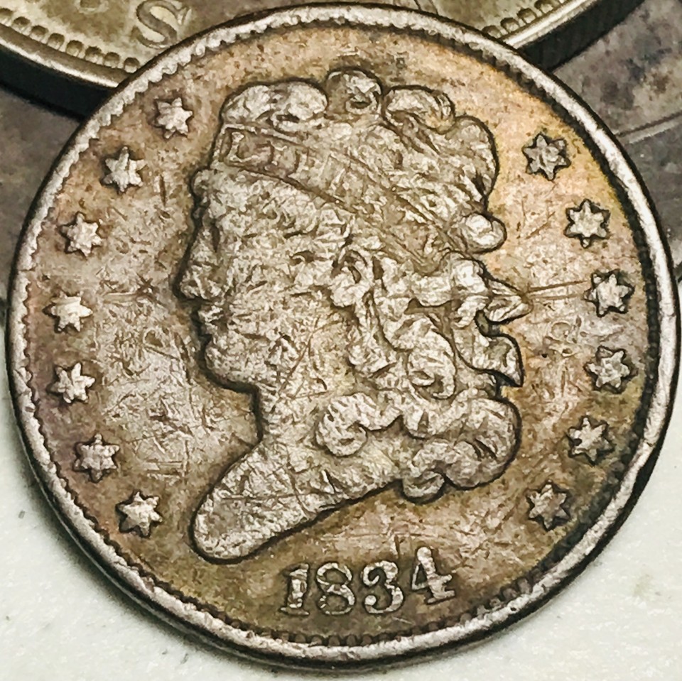1834 Classic Head Half Cent 1/2C Ungraded Details US Copper Coin ...
