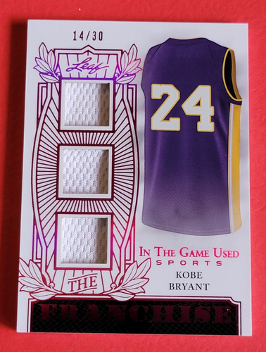 KOBE BRYANT GAME USED JERSEY PATCH CARD #d14/30 2024 LEAF THE FRANCHISE LAKERS | eBay