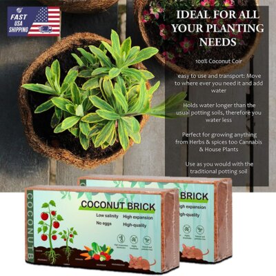 2-Pack 650G Coconut Growing Media Fiber Potting Soil Gardening Coco Coir Bricks | eBay