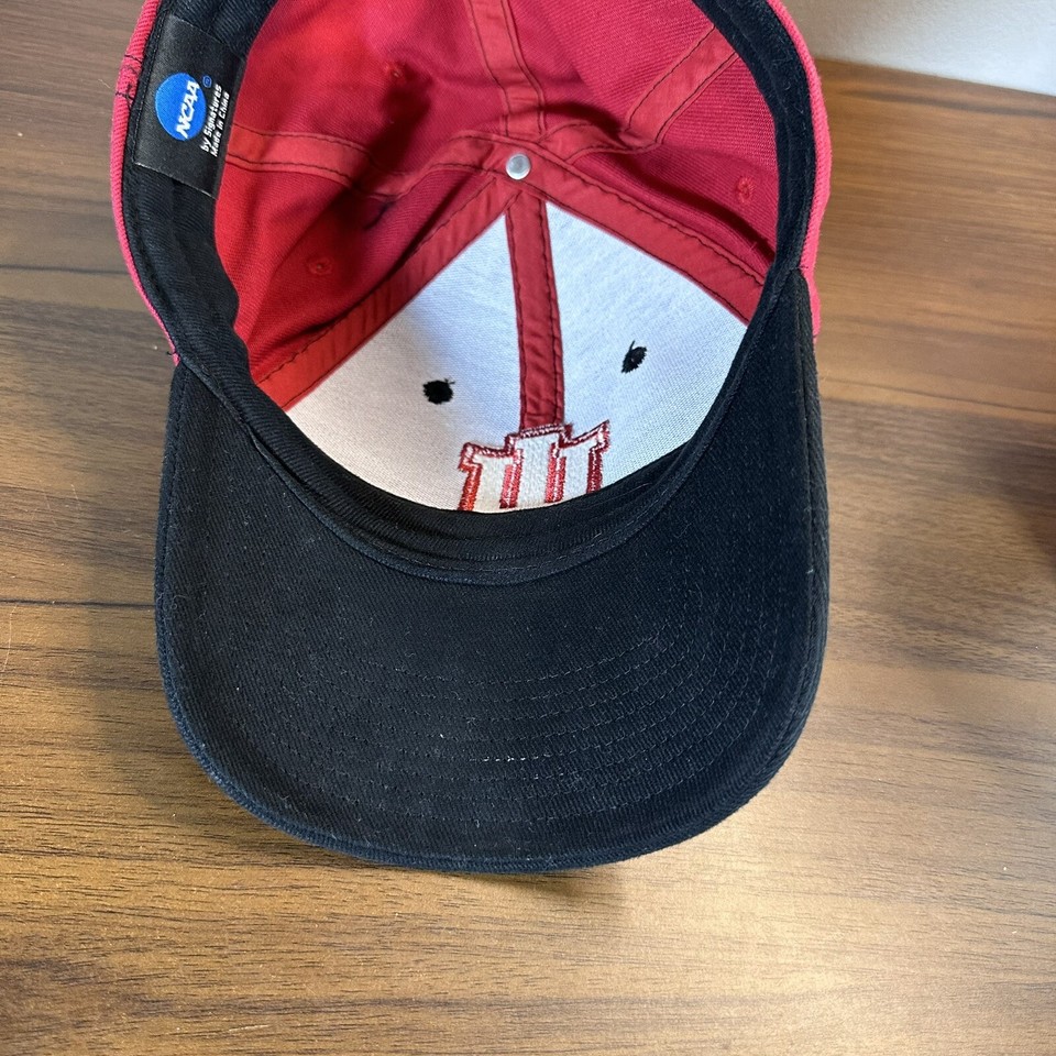 INDIANA University IU Embroidered Hat Ball Cap Red Black Strapback ...
