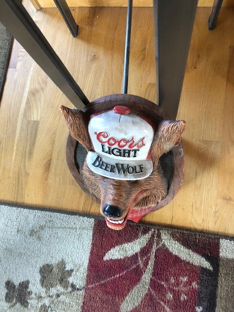 Vintage 1987 COORS Light Beer Wolf 3-D Face Bar Pub Sign Man Cave Decor ...