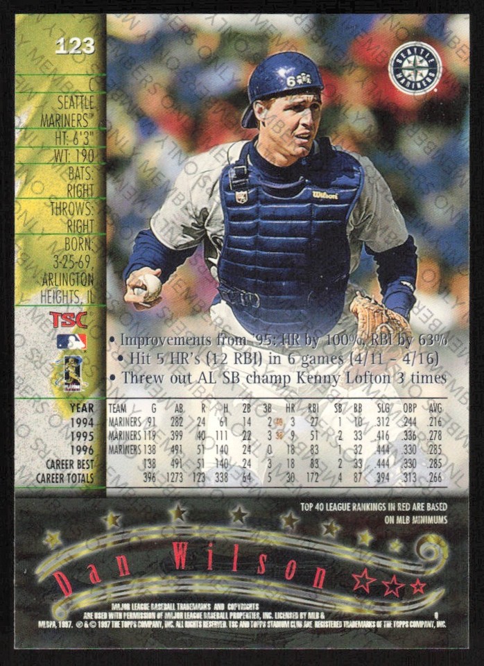 1997 Topps Stadium Club Members Only Dan Wilson #123 Seattle Mariners ...