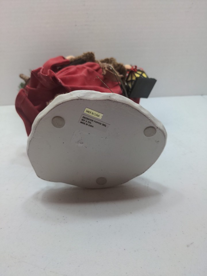 Cloth Mache' Santa Claus Figurine 11.5" Tall Lantern Christmas ...