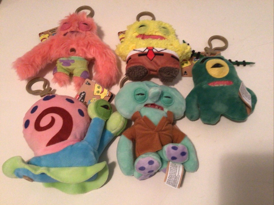Zuru Fuggler Spongebob Squarepants Keychain 5" Plush Full Set of 5 New ...