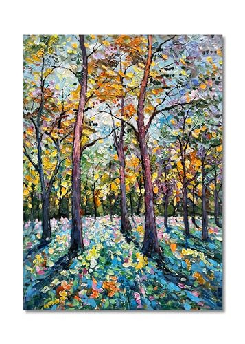 Art 40x28 inch Hand-Painted Abstract Forest Landscape Oil Painting ...