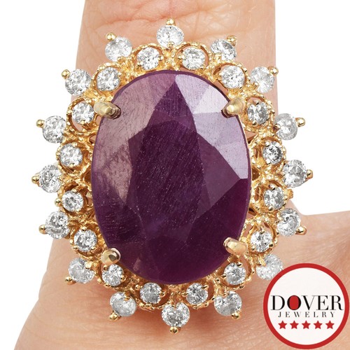 Estate Diamond 8.77ct Ruby 14K Gold Oval Cut Cocktail Ring 8.1 Grams NR | eBay