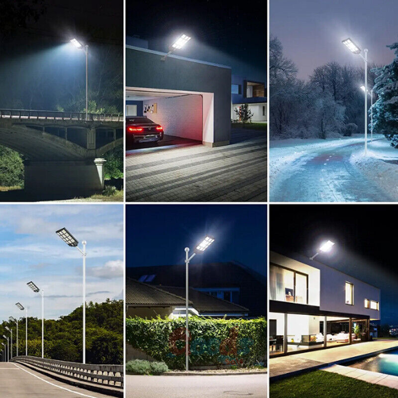 1600W LED Solar Street Light Dusk to Dawn Sensor Radar w/ Remote ...