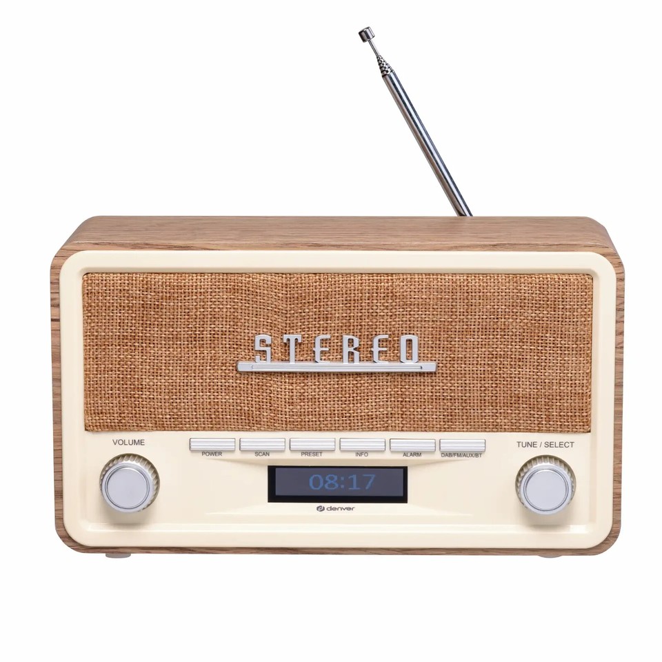DAB+ Vintage Style Radio Denver DAB-18 Light Wood, Clock/Alarm ...