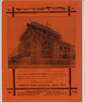 1910 Clinton Wire Cloth Ad: Pier No. 53 Construction Picture - New York ...