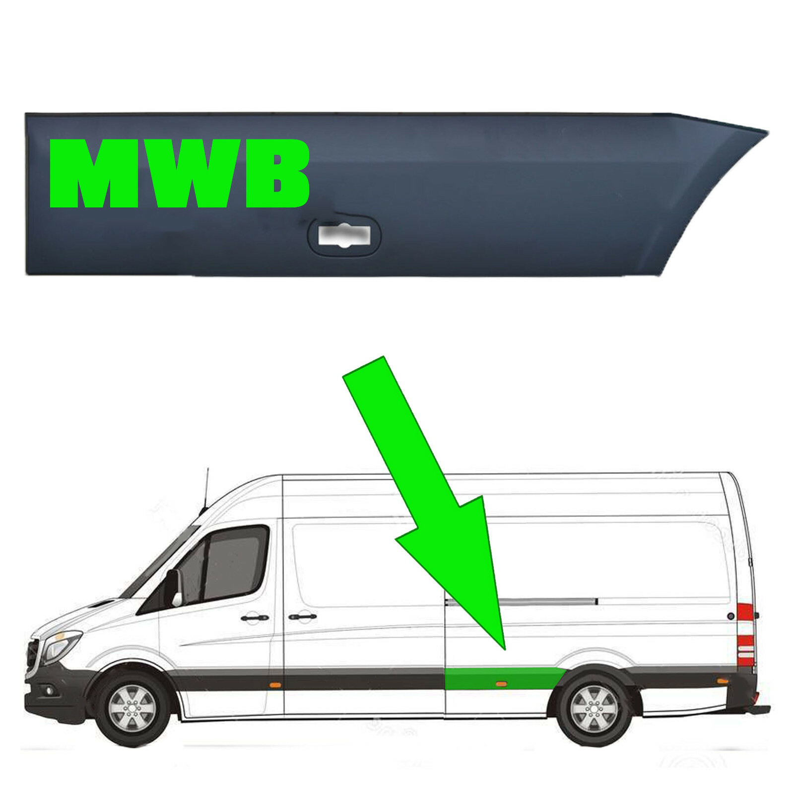 Mercedes Sprinter MWB Plastic Protective Side Moulding Strip Trim N/S ...