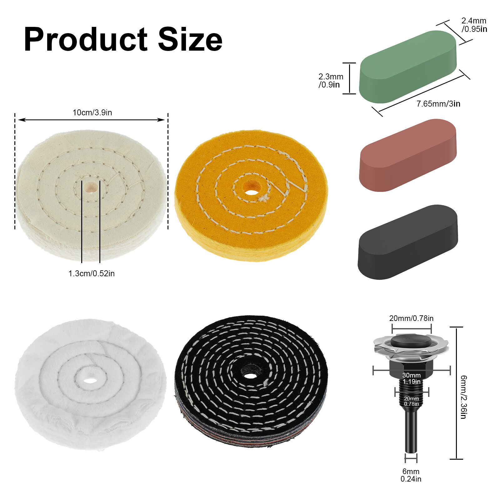 Buffing Polishing Wheel Kit Reusable Polishing Compound Kit with Shank ...