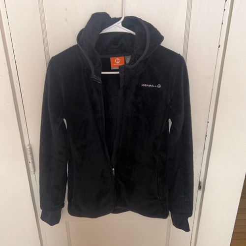 Merrell Woman's Size Small Black Fleece Hooded Jacket Pockets Full ...