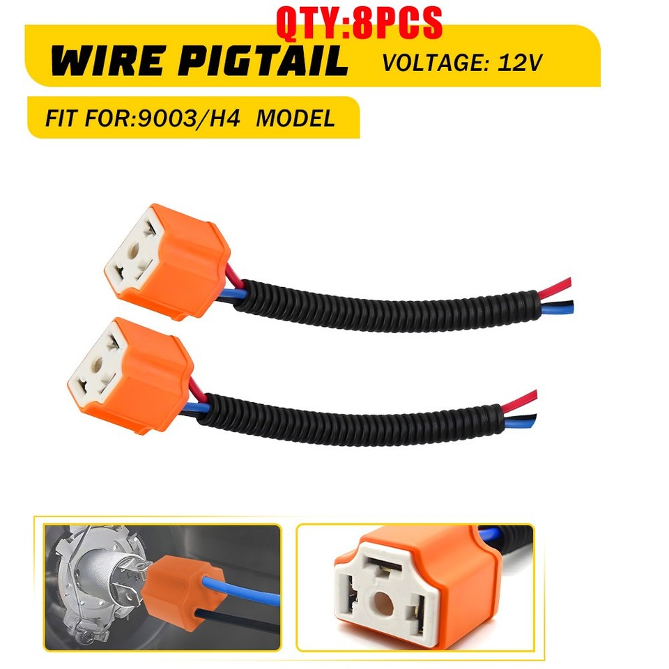 9003 H4 HB2 Female Ceramic Headlight Socket Wire Pigtail Harness ...