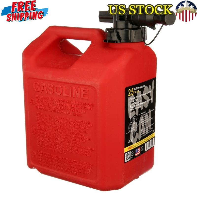 2.5 Gallon No-Spill Portable Gas Can Auto-Stop Nozzle Child Resistant ...