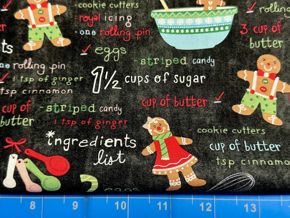 Tina SCRAP 9"x21" Merry Christmas Gingerbread Recipe Baking Cook Cotton ...
