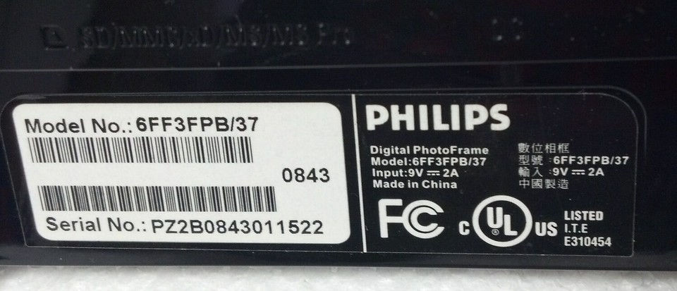 Philips Digital Picture Frame black Model 6FF3FPB/37 4 1/2 x 3 1/2 ...