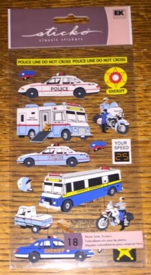 Sticko Police Car Officer Motorcycle Cop Sheriff Department Scrapbook ...