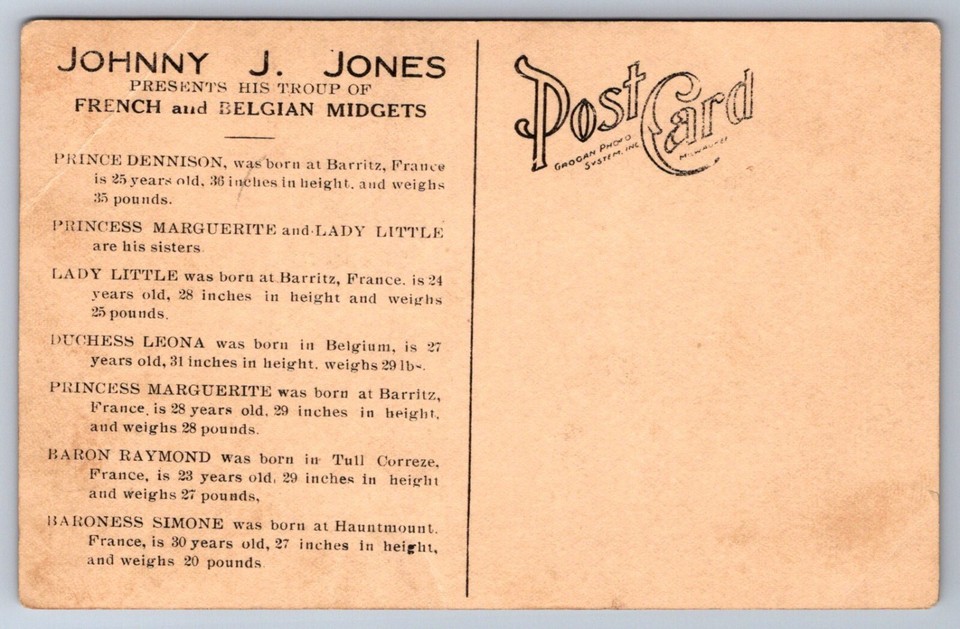 Postcard Johnny J. Jones and His Troup of French & Belgian Midgets RPPC ...