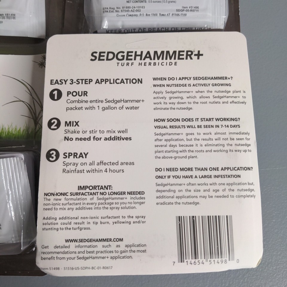 4 Pack - Sedgehammer PLUS + Turf Herbicide Halosulfuron Controls ...