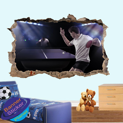 PLAYER CHAMPIONSHIP TABLE TENNIS WALL STICKERS 3D ART POSTER MURAL ...