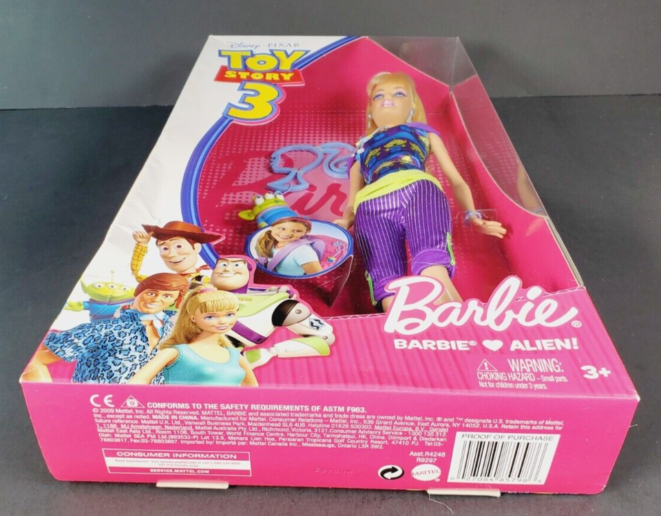 NEW 2009 Barbie Toy Story 3 Barbie Loves The Aliens Doll Mattel #R9297 ...