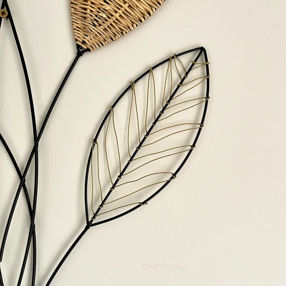 Woven Leaf Wall Art Deco Metal Frame Natural Contemporary Hanging ...