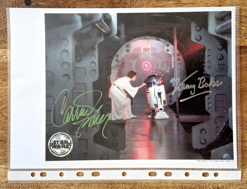 STAR WARS carrie fisher kenny baker signed certificate authenticity ...