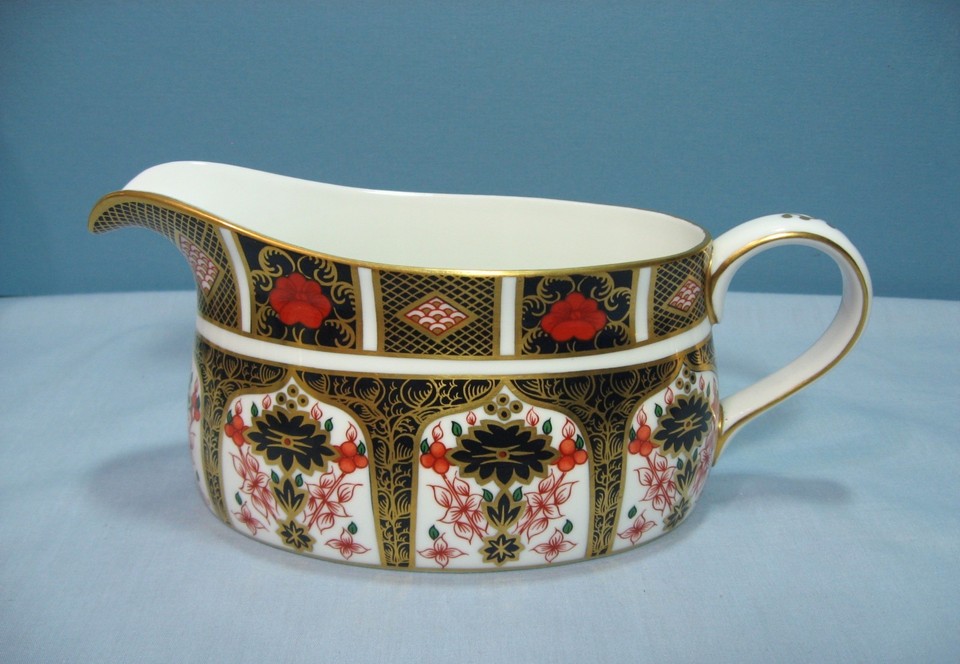 Royal Crown Derby Bone China Old Imari 1128 Gravy Boat with Underplate ...