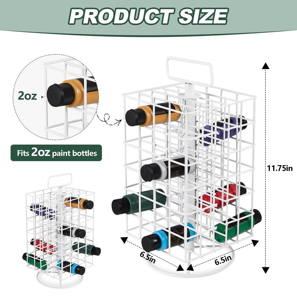 2 Pcs Spinning Paint Organizer Rack 360 Degree Rotating 6 Tier Paint ...