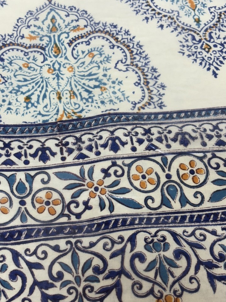 Saffron Marigold Hand Printed Luxury Indian Bedding King Bedspread 90 ...