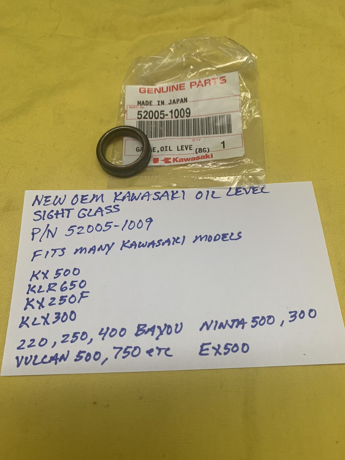 OEM KAWASAKI Oil Level Sight Glass KX250F KX500 Bayou Vulcan KLR650 ...