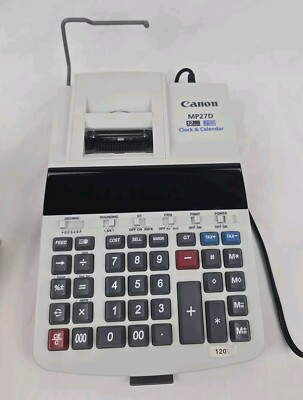 Canon MP27D 12 Digit 2 Color Calculator Adding Machine Calendar & Clock ...