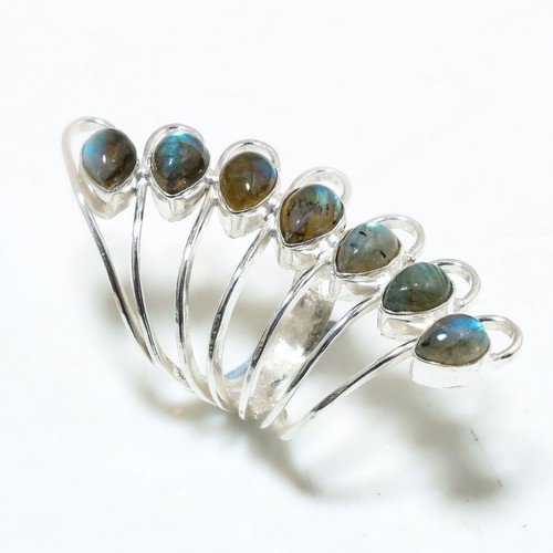 Natural Labradorite Gemstone .925 Sterling Silver Handmade Jewelry Ring ...