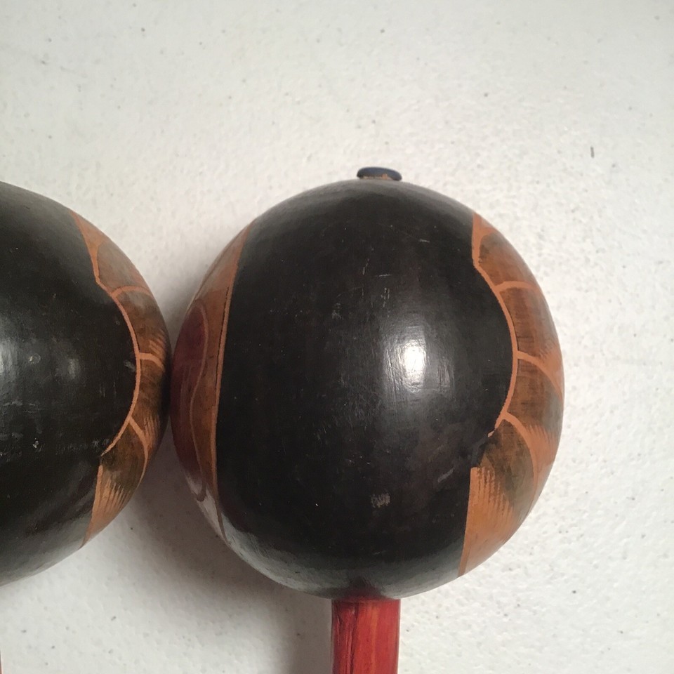 Recuerdo De Cartagena Wood Handmade Maracas Painted Art Vintage ...
