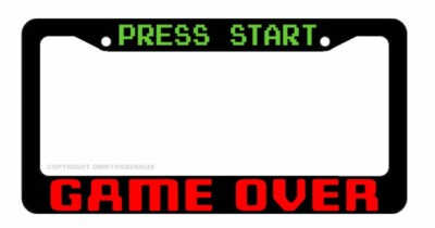 Press Start Game Over Funny Joke Gag Gaming Gamer License Plate Frame ...
