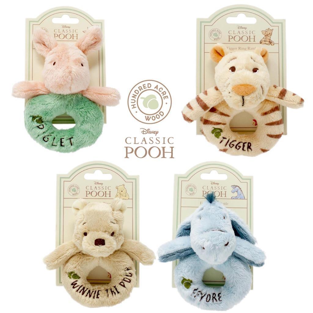 Winnie the Pooh Soft Toy Ring Rattle Disney Classic Eeyore, Piglet ...