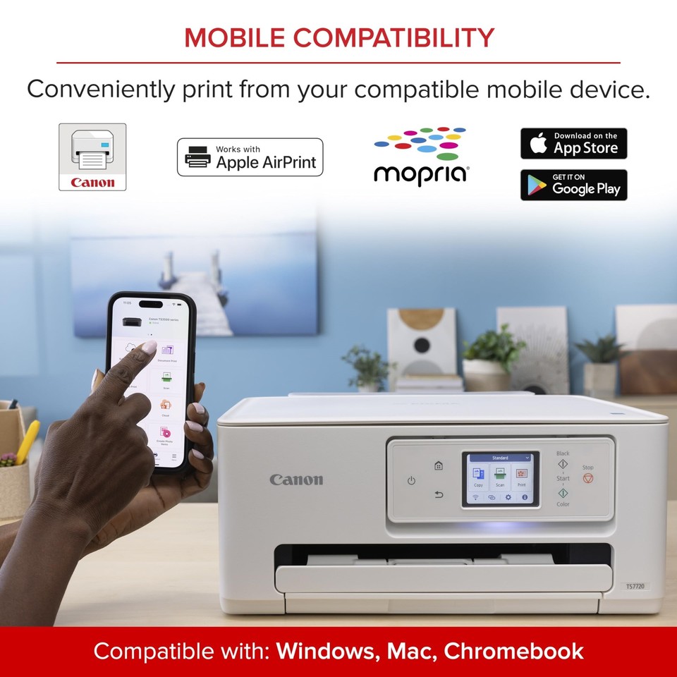 Canon PIXMA TS7720 ? Wireless Home All-in-One Printer White 13803359978 ...