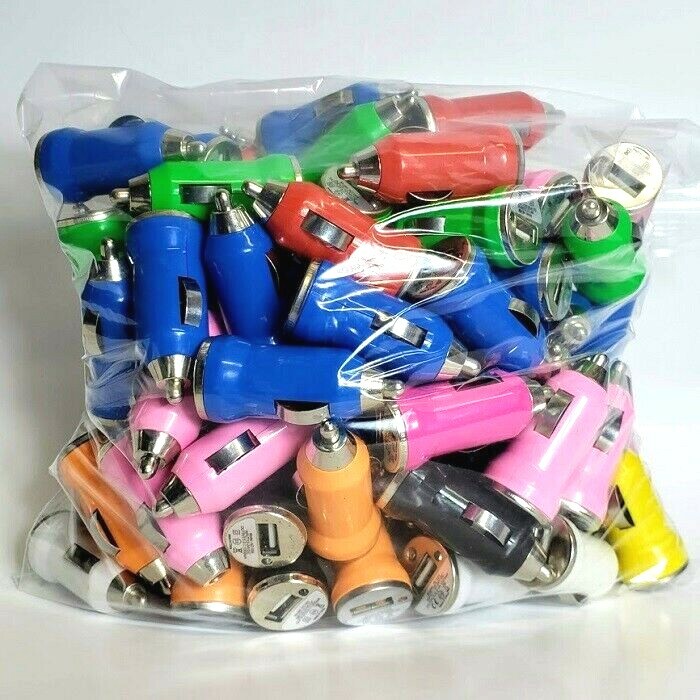 Mini Single Port USB Car Charger Universal, 100 pcs Mix Color Free ...
