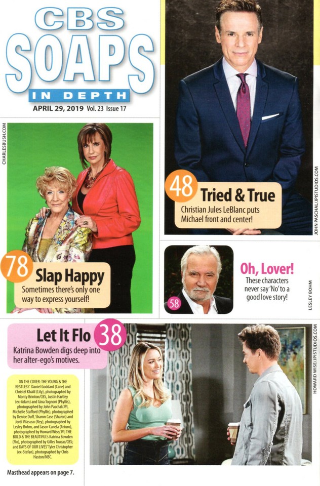 CBS Soaps In Depth Magazine April 29 2019 Daniel Goddard Christel ...