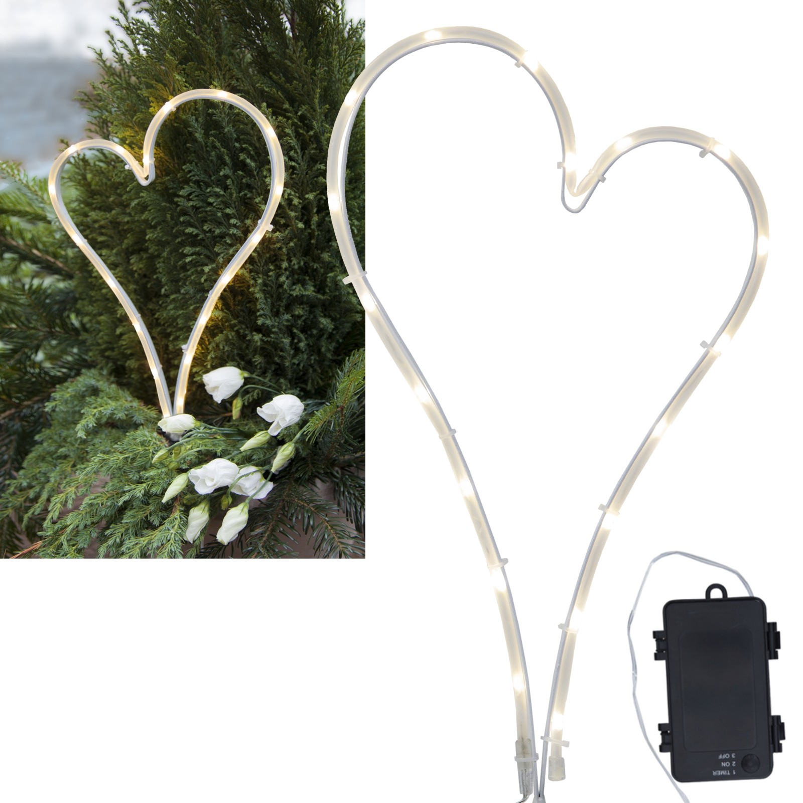 LED Grableuchte weiß Batterie-betrieben mit TIMER Outdoor Grab-Licht ...