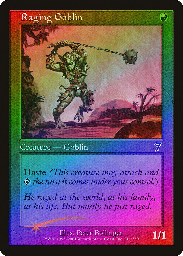 Raging Goblin FOIL 7th Edition HEAVILY PLD Red Common MAGIC MTG CARD ...