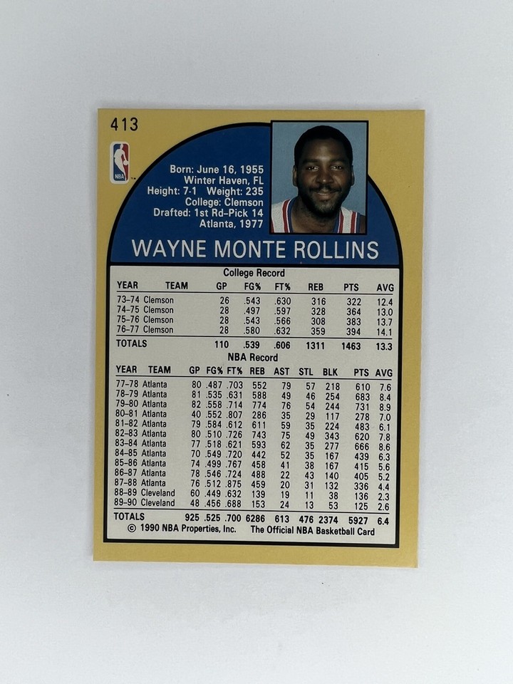 1990-91 NBA HOOPS Basketball card Tree Rollins Pistons 413 | eBay